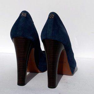 Coach | Shoes | Coach Breana Blue Suede Peep Toe Heels | Poshmark